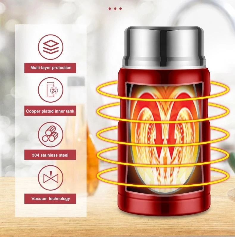 Large Capacity Thermos Stainless Steel Jar Food Flask With a Spoon ...